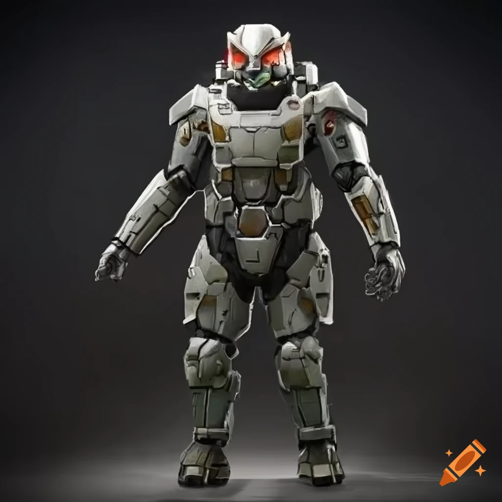 Sci-fi power armor soldier in full body shot