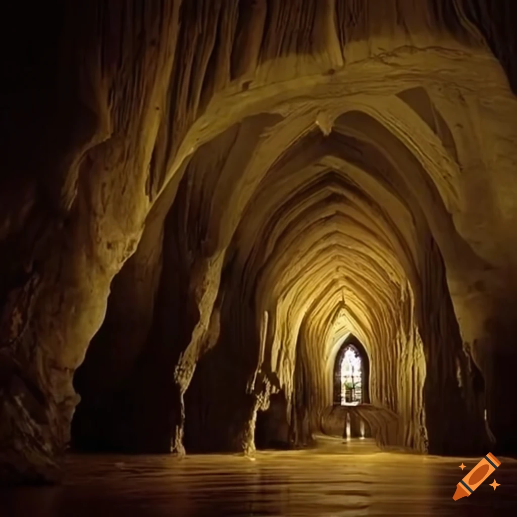 Stunning underground cavern with cathedral-like formations