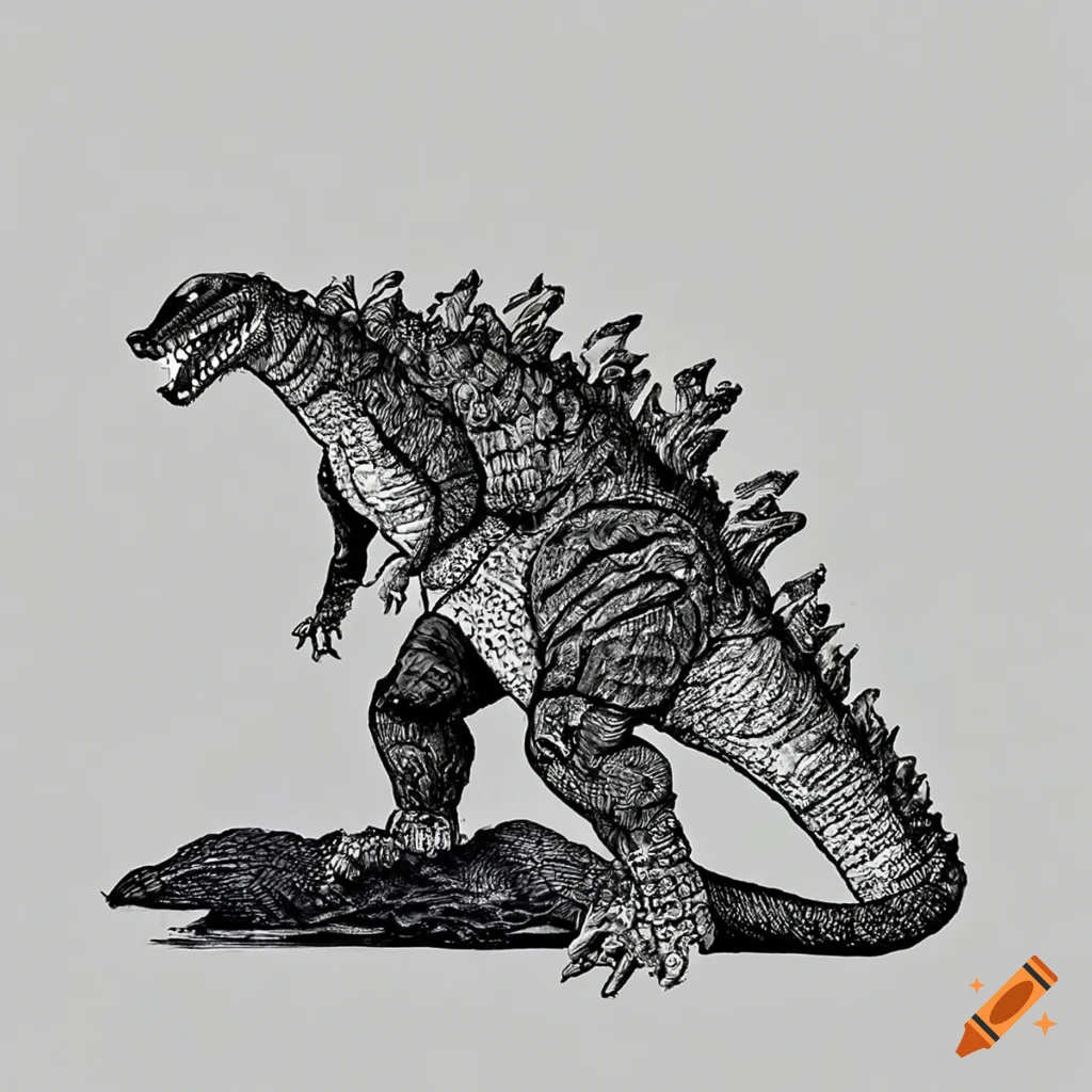 Godzilla designed by ray harryhausen on Craiyon
