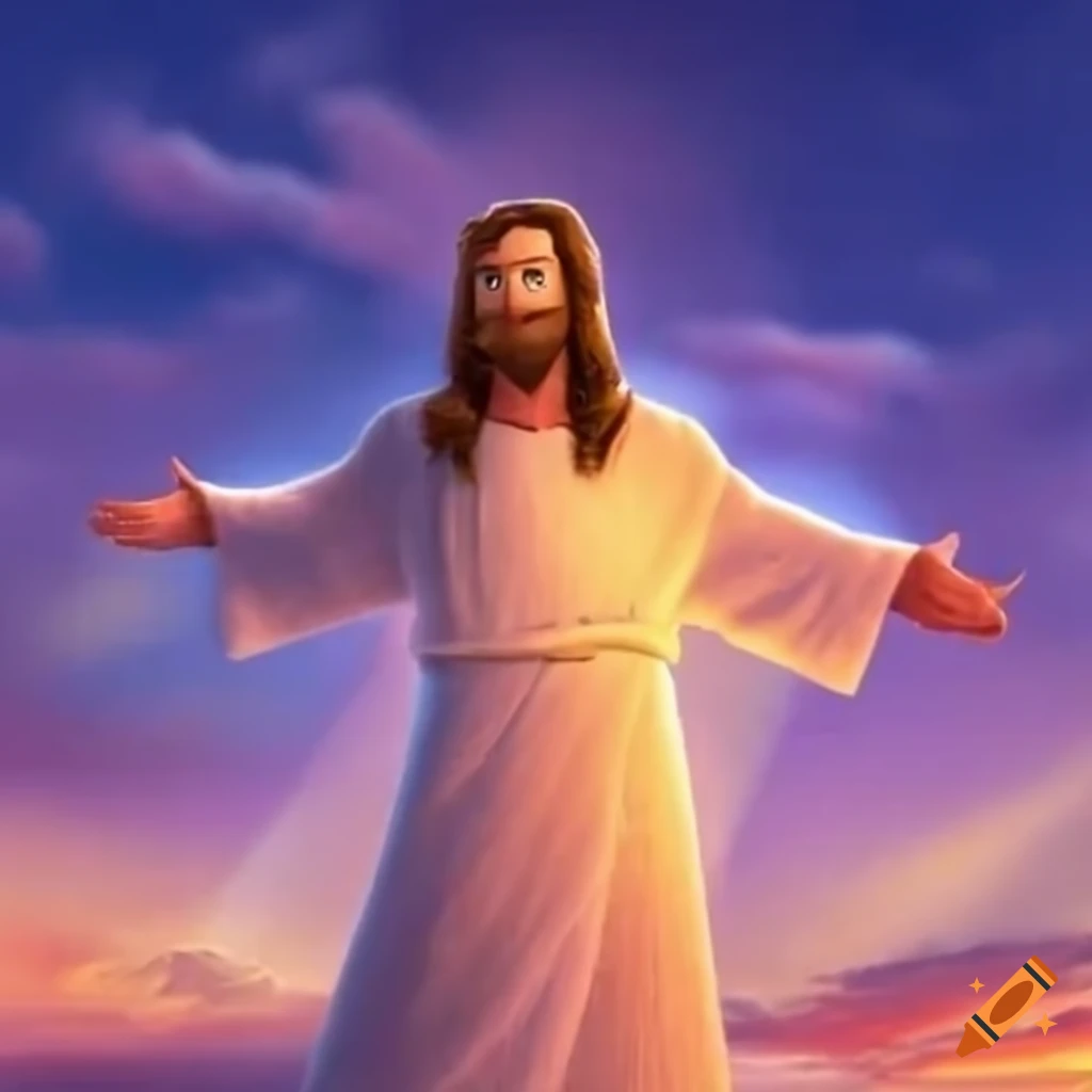 Image depicting jesus descending from the sky