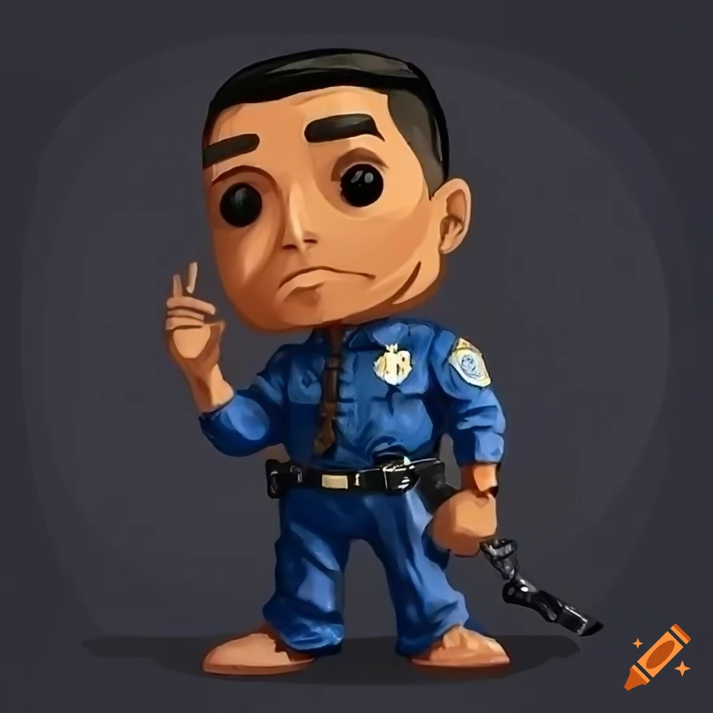 Funko pop figures in a police department setting on Craiyon