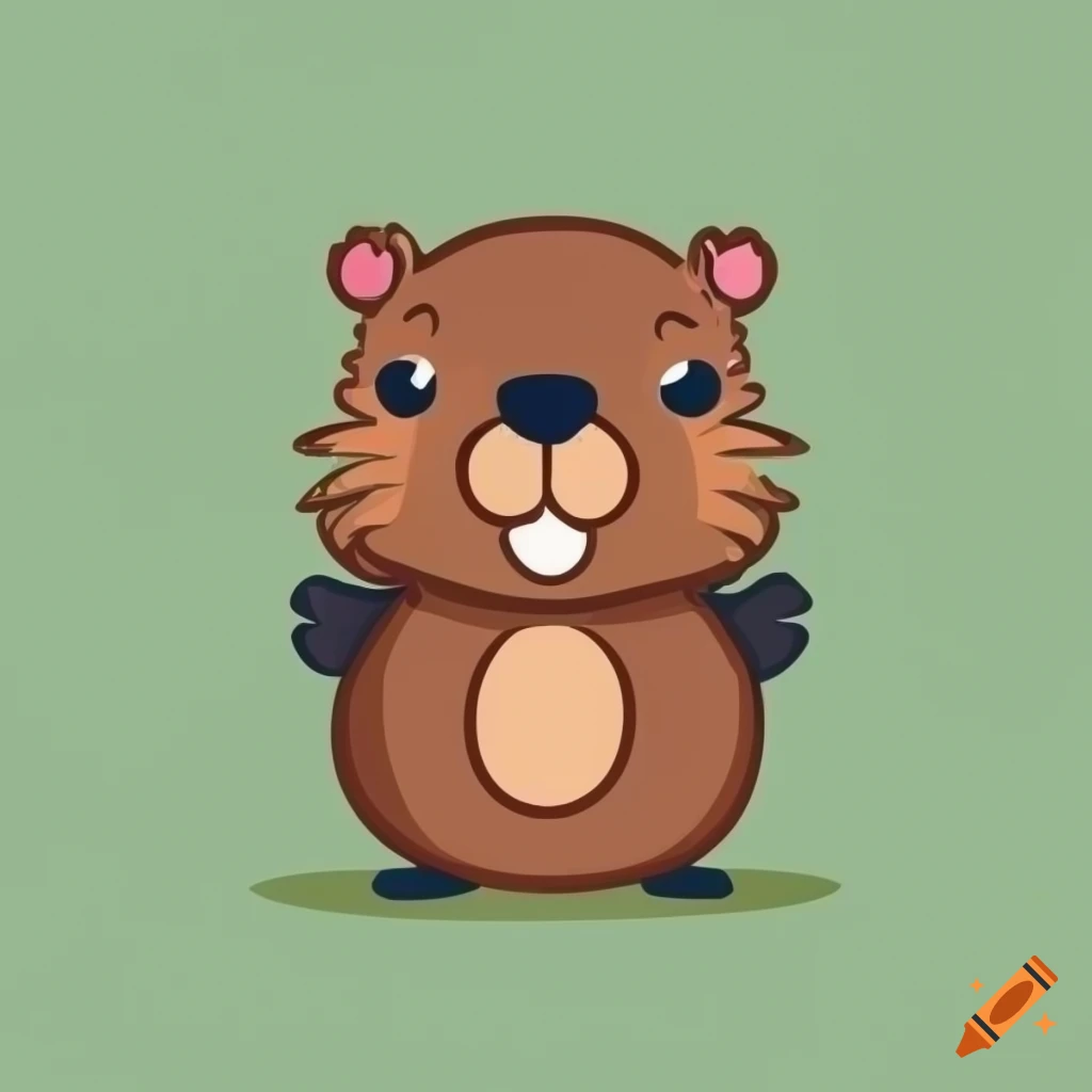 Simple vector of a cute beaver