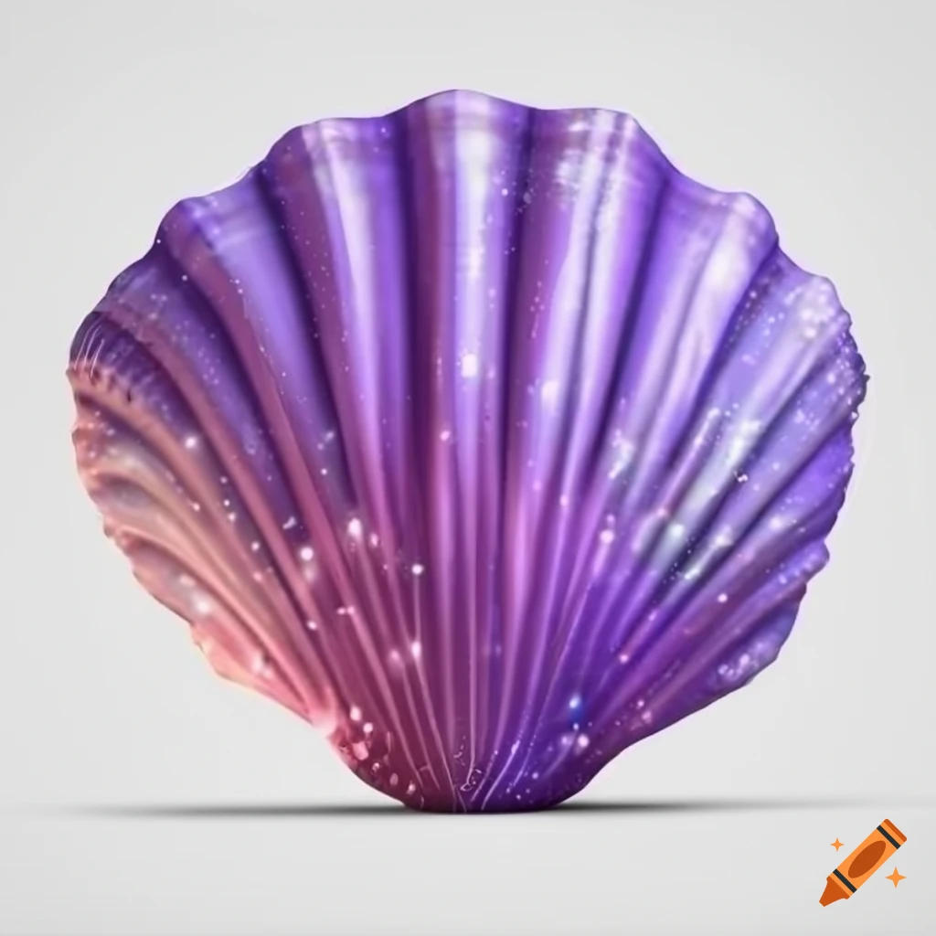 Purple seashell with cartoon style on white background