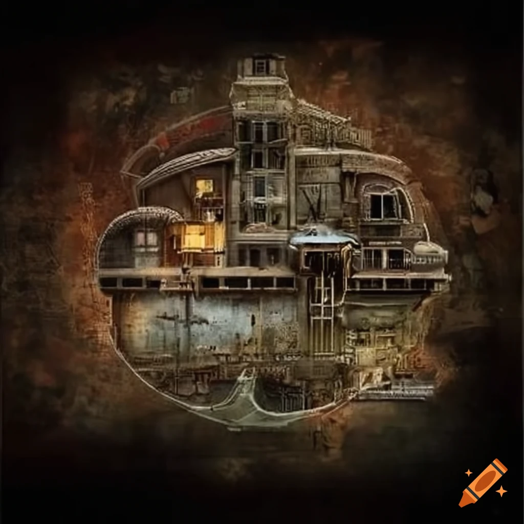 Steampunk illustration of a greek island harbor on Craiyon