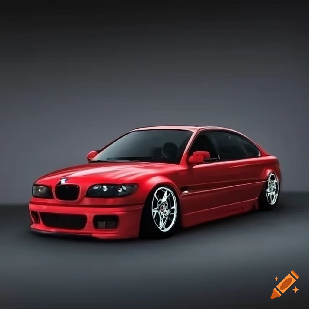 3d render of a lowered bmw e46 with matching rims