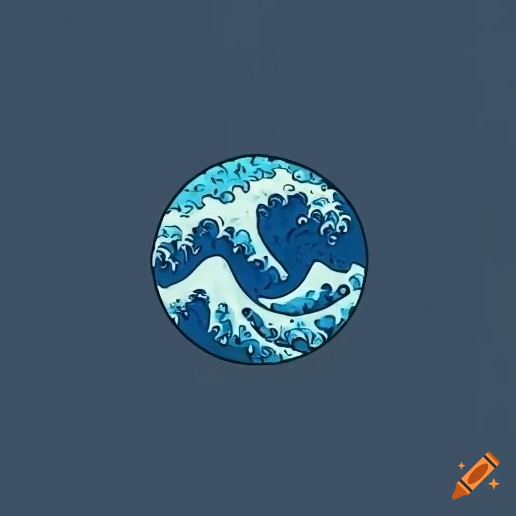 Blue wave icon inspired by kanagawa wave