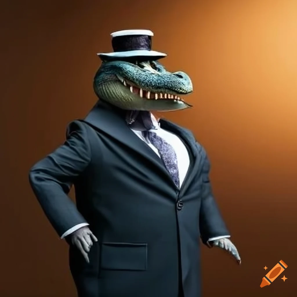 Alligator wearing a suit