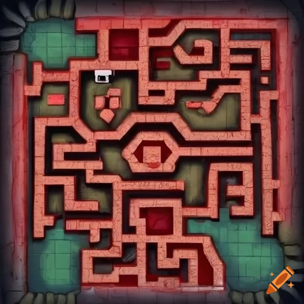 Dungeon map titled "the red maze"