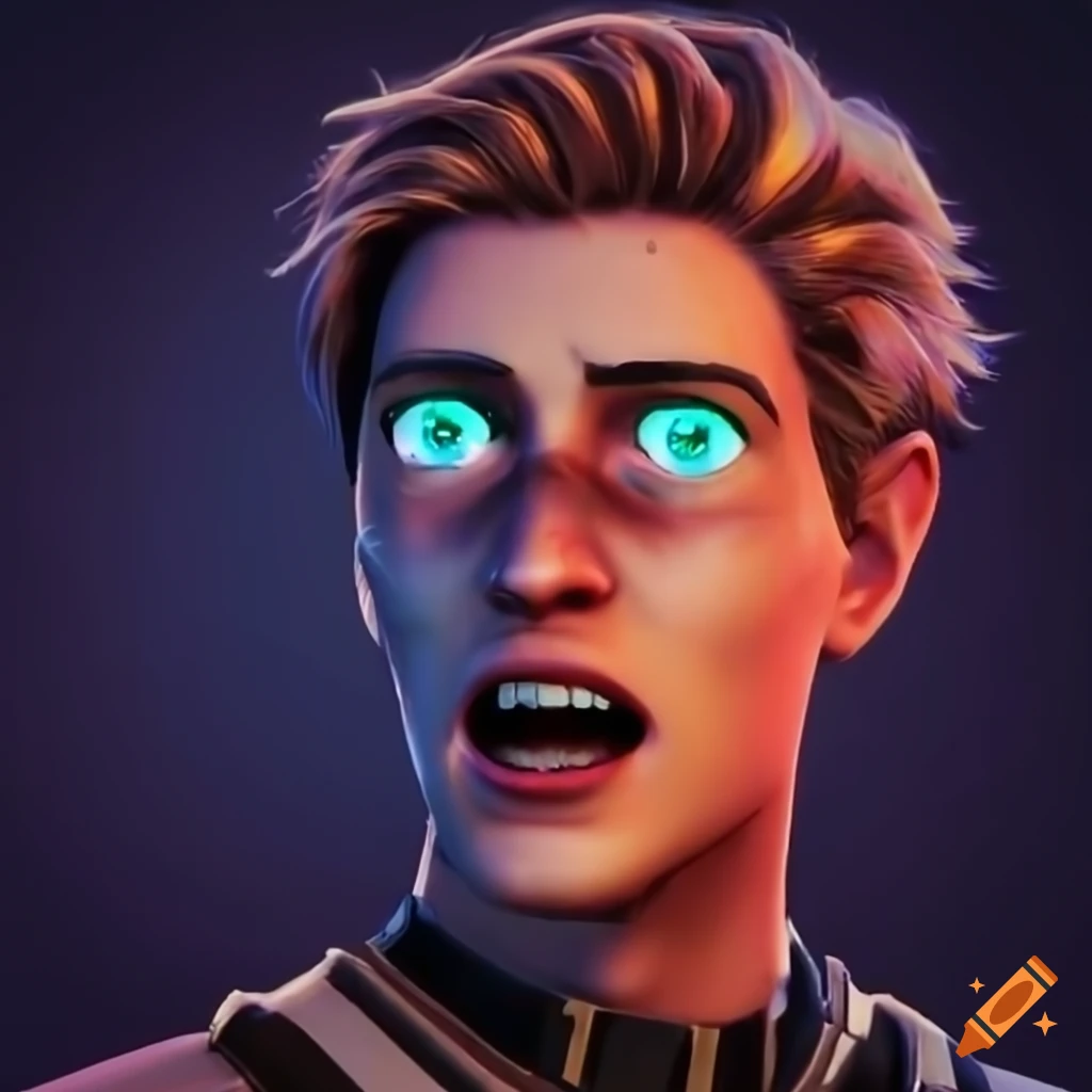 Close-up shot of johnny's excited face in a far-off galaxy on Craiyon