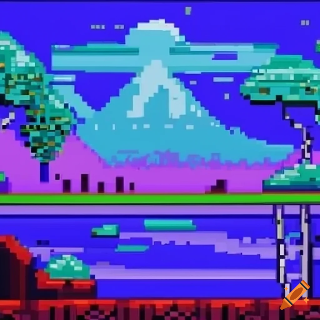 Pixel art landscape in nes style