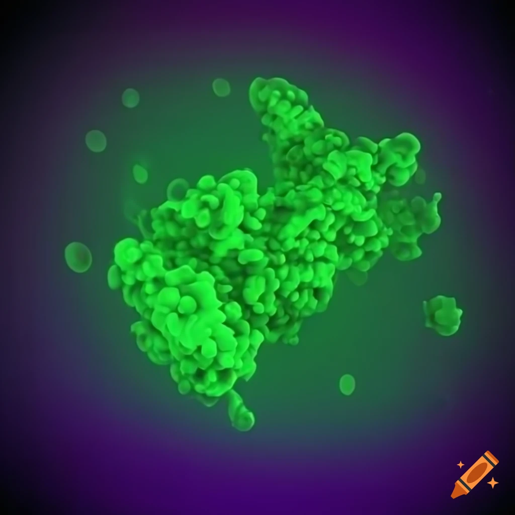 Green fluorescent proteins structure on dark background on Craiyon