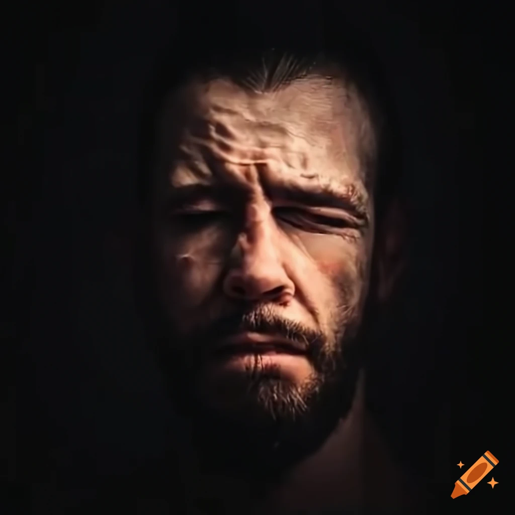 Close up of a man crying with tears rolling down his face