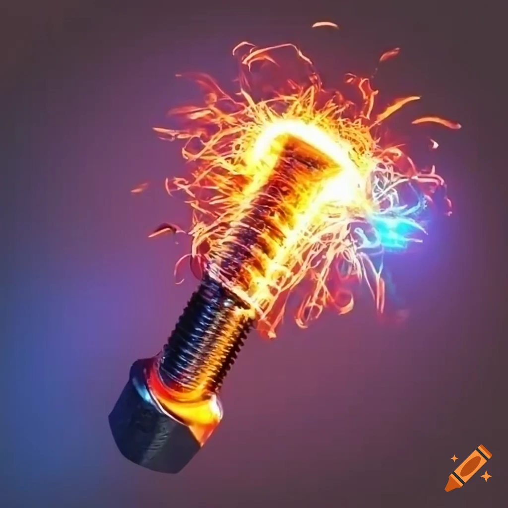 Colorful spark between nut and bolt