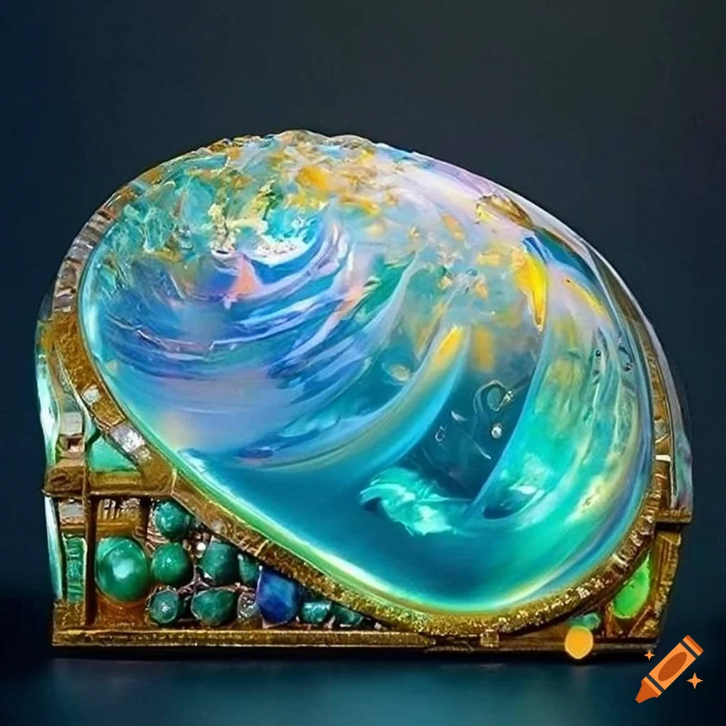 Intricate marble sculpture with opalescent details on Craiyon