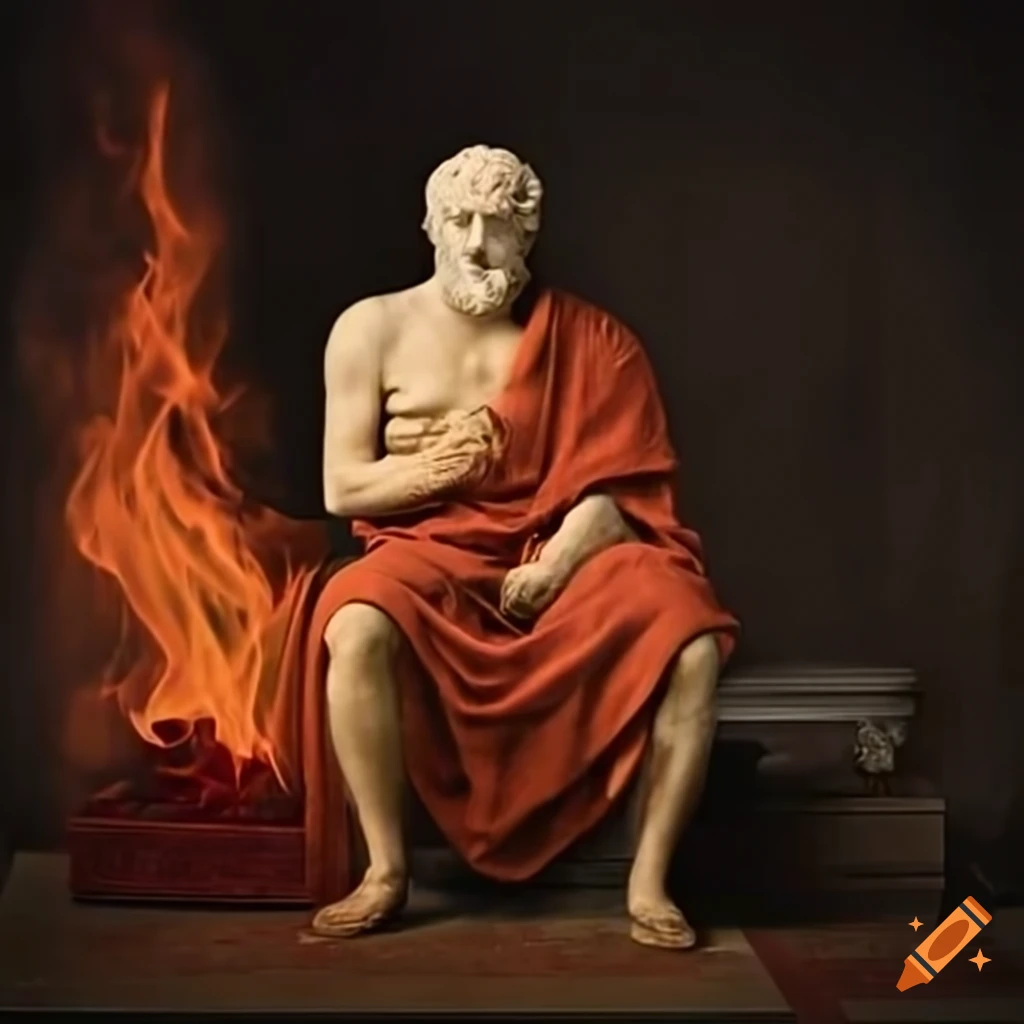 Image of a philosopher sitting by a fire