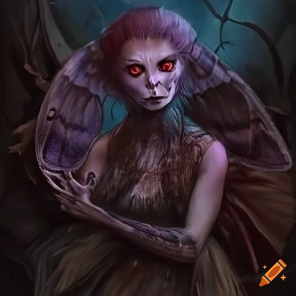 Illustration of a moth woman