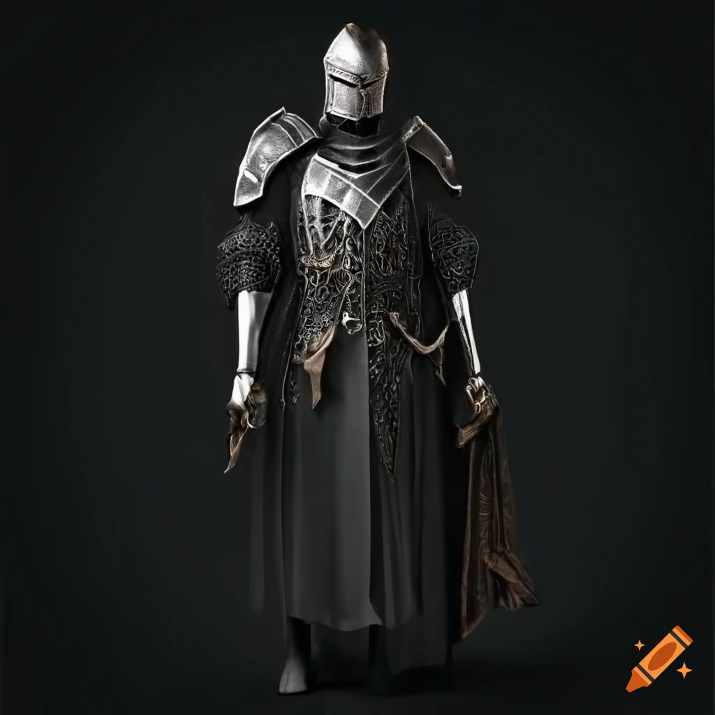 Black knight armor with tree logo cape on Craiyon