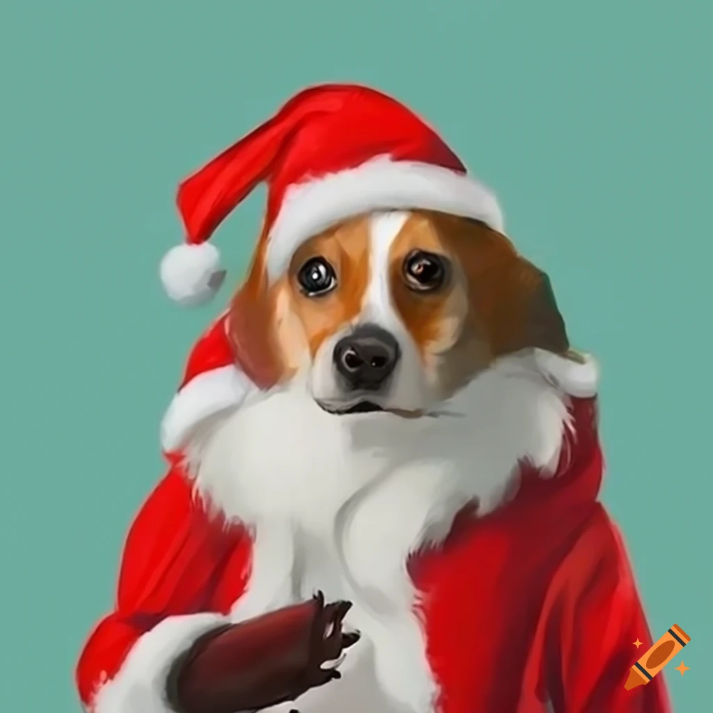 Dog dressed as santa for christmas