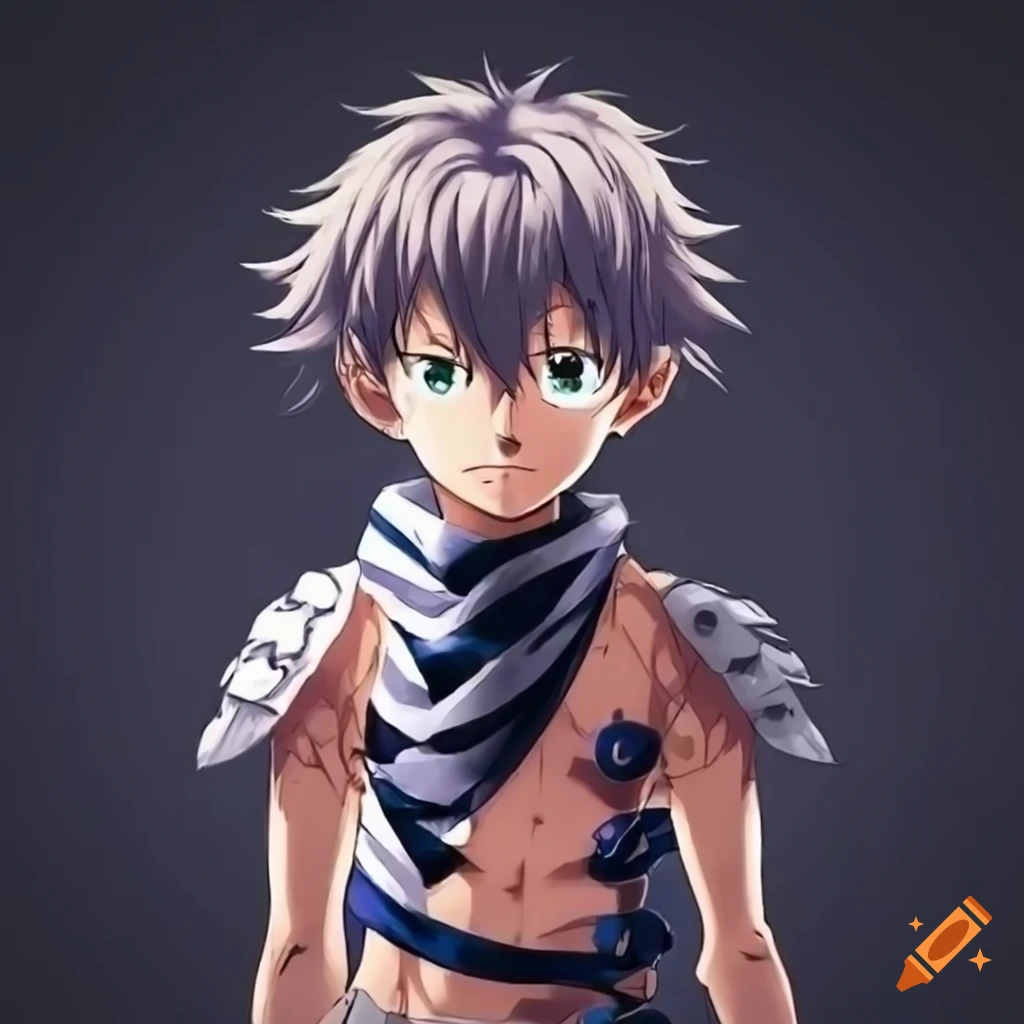 Evolution of male anime warrior from child to adult on Craiyon