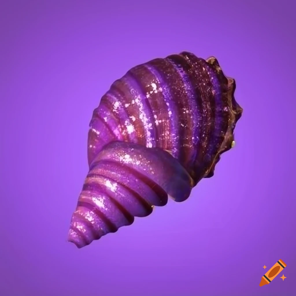 Purple spiral seashell on white background