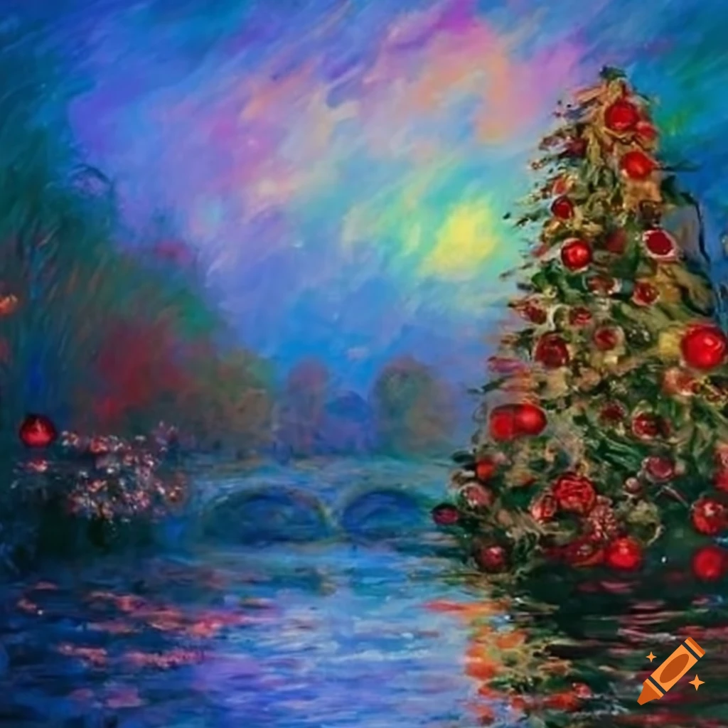 Monet-inspired christmas artwork