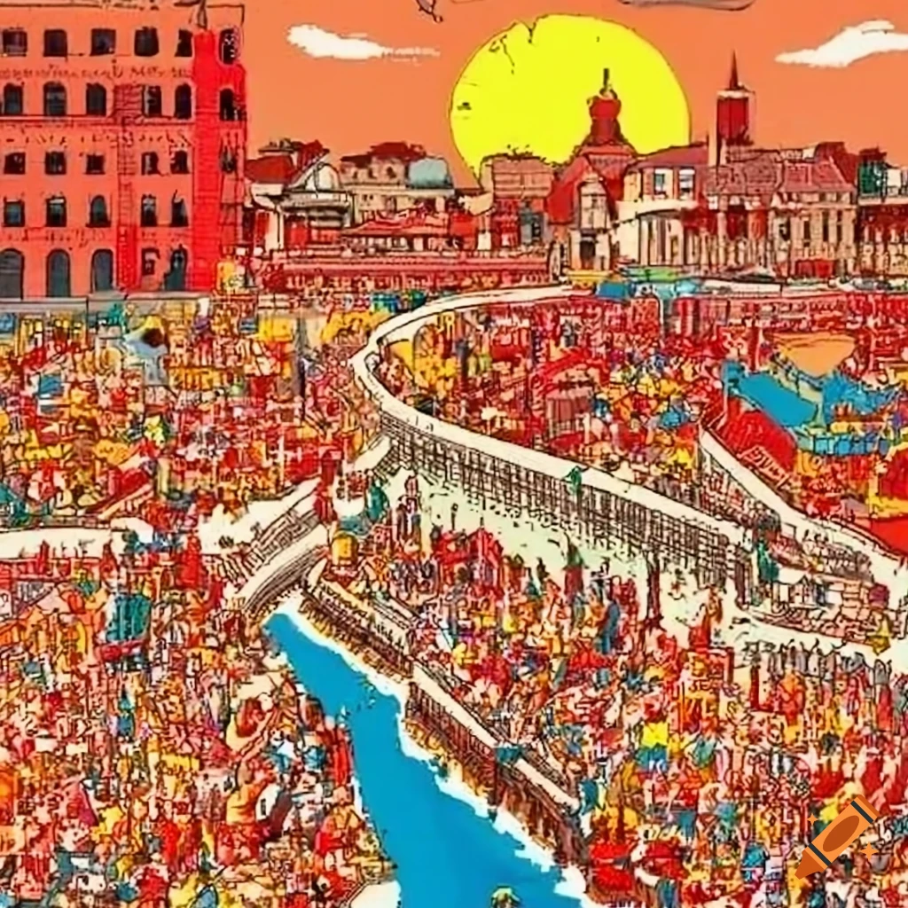 Detailed map of rome in where's waldo style