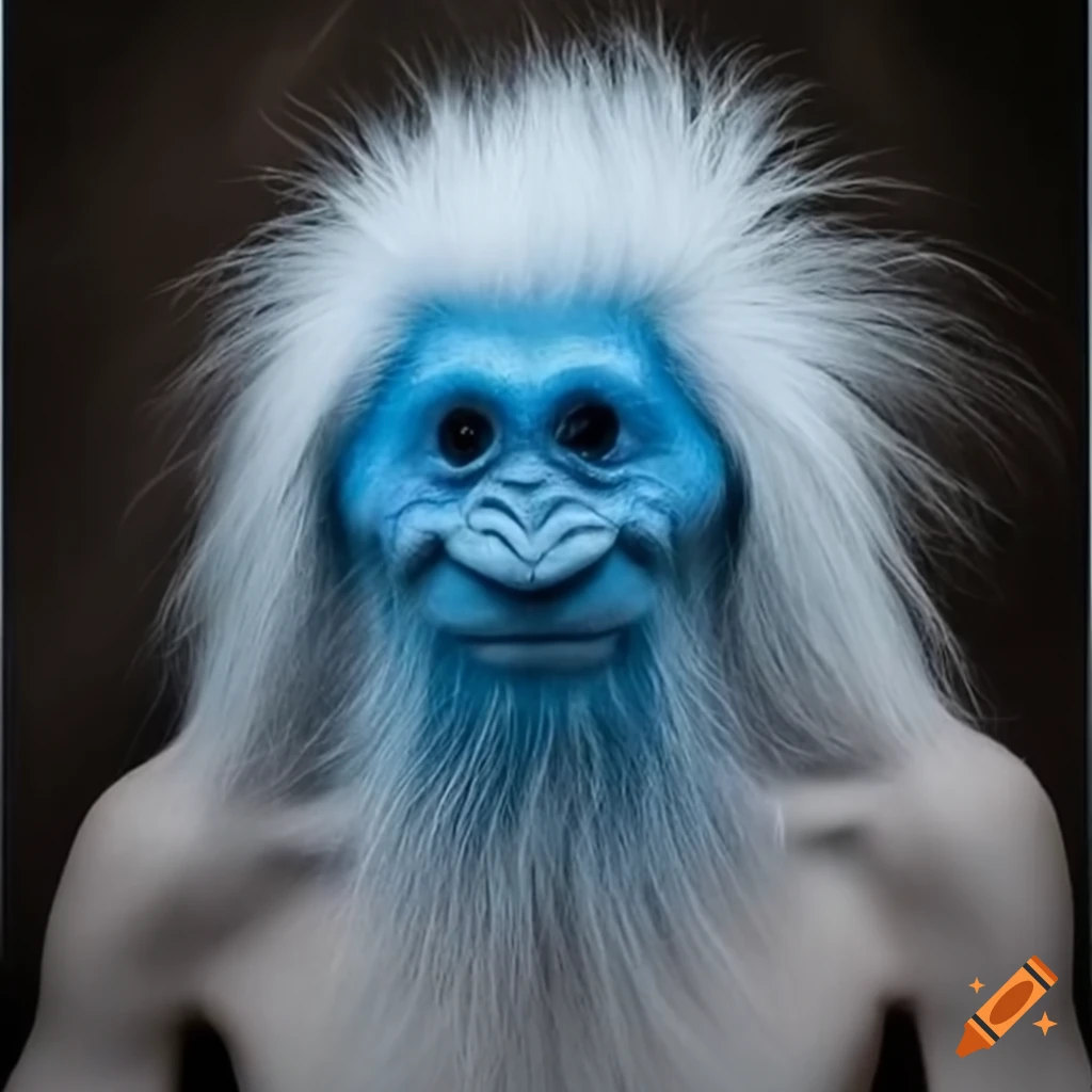 Handsome blue troll with white hair on Craiyon