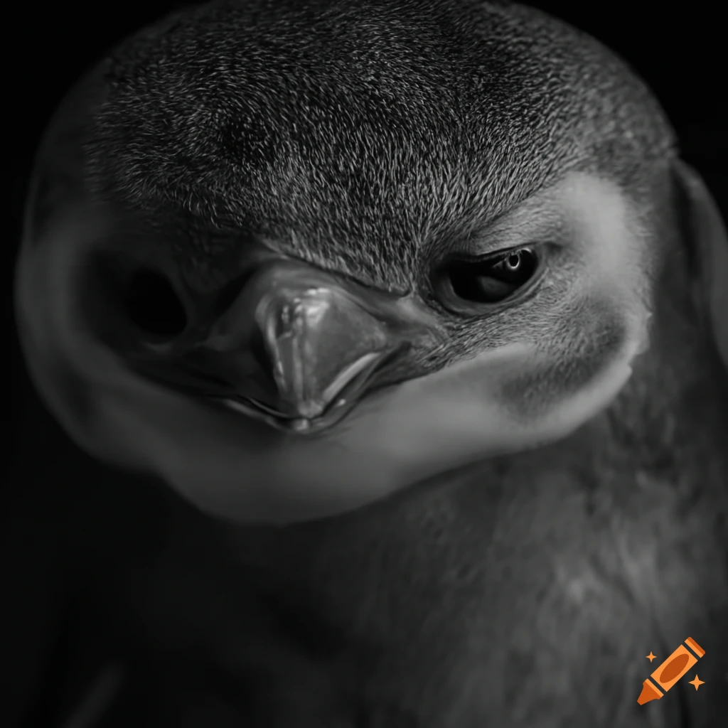 Sinister penguin with an evil smile