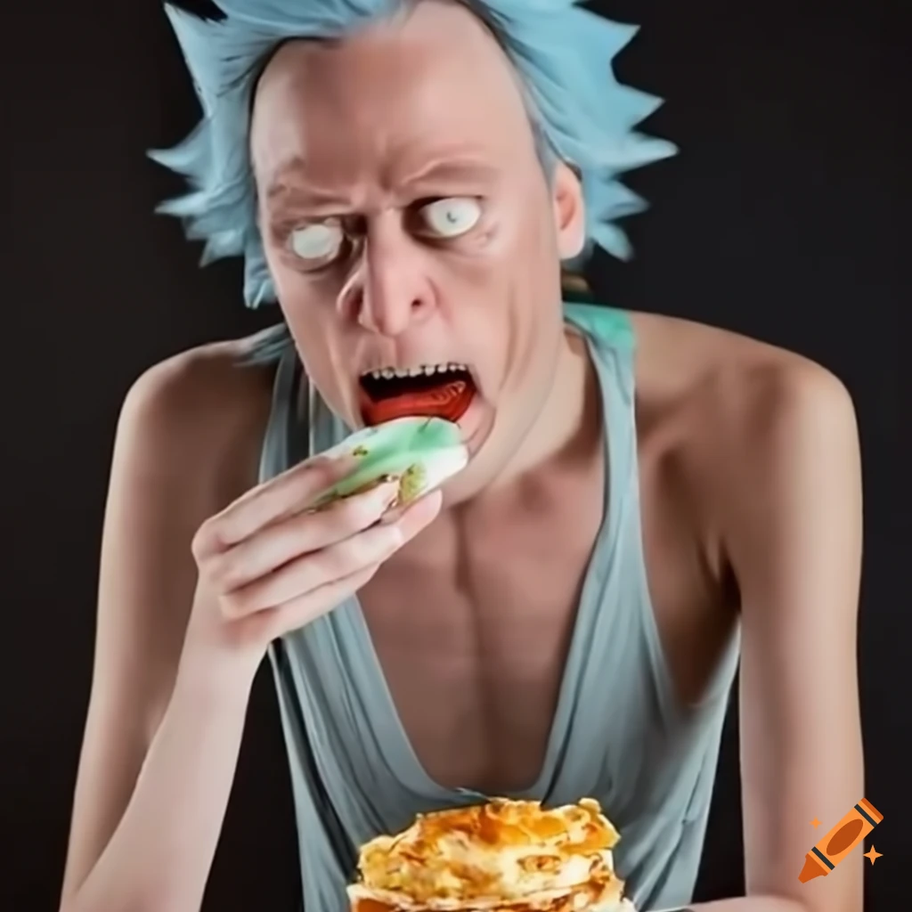 Rick and morty eating pancakes