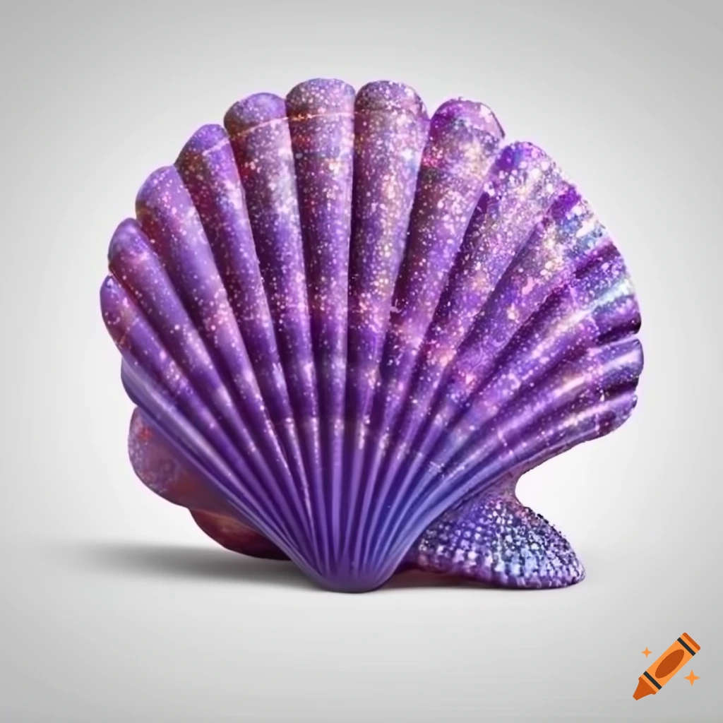 Purple seashell on white background with cartoon style