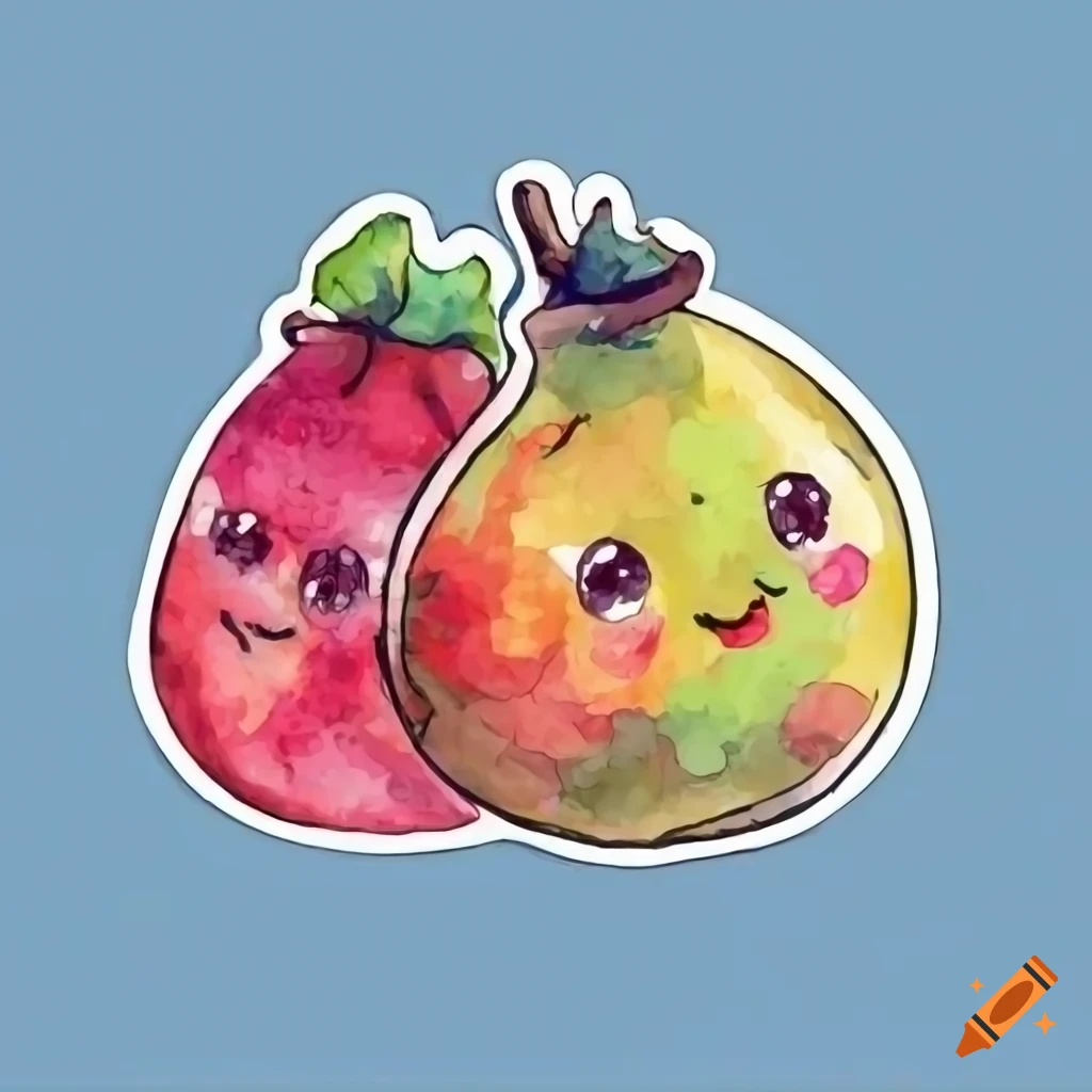 Blue background with cute fruit stickers