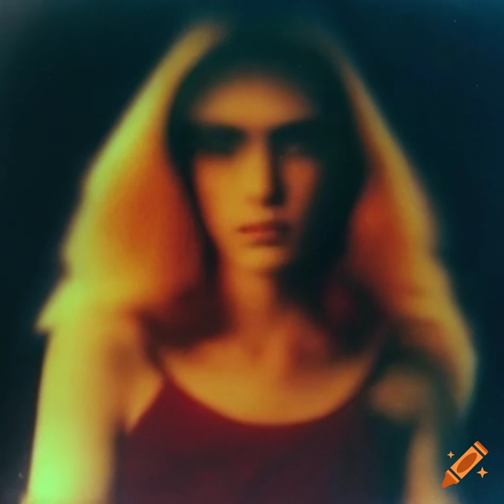 Vintage polaroid portrait with psychedelic colors