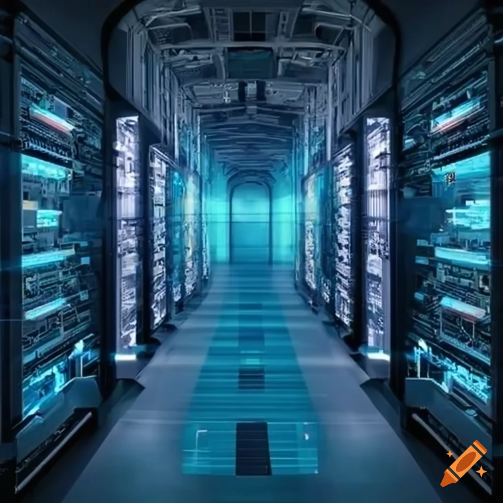 Futuristic data center technology in space