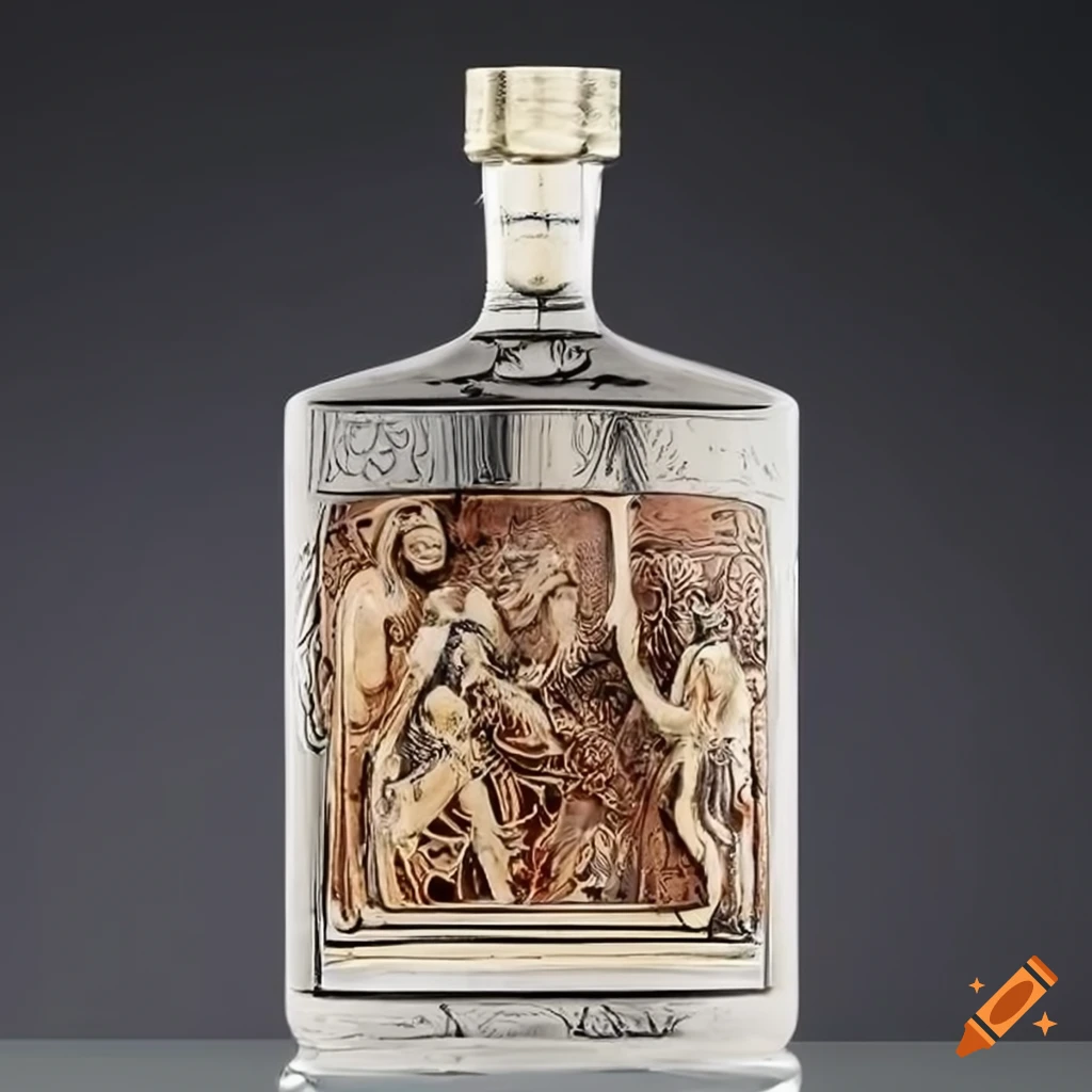 Vodka bottle with greek gods design
