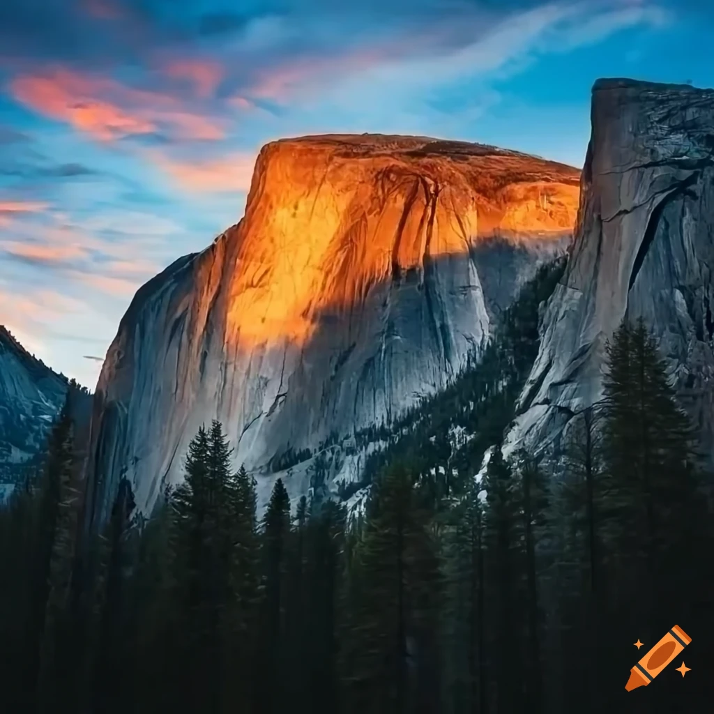 Sunset over El Capitan in Yosemite National Park on Craiyon