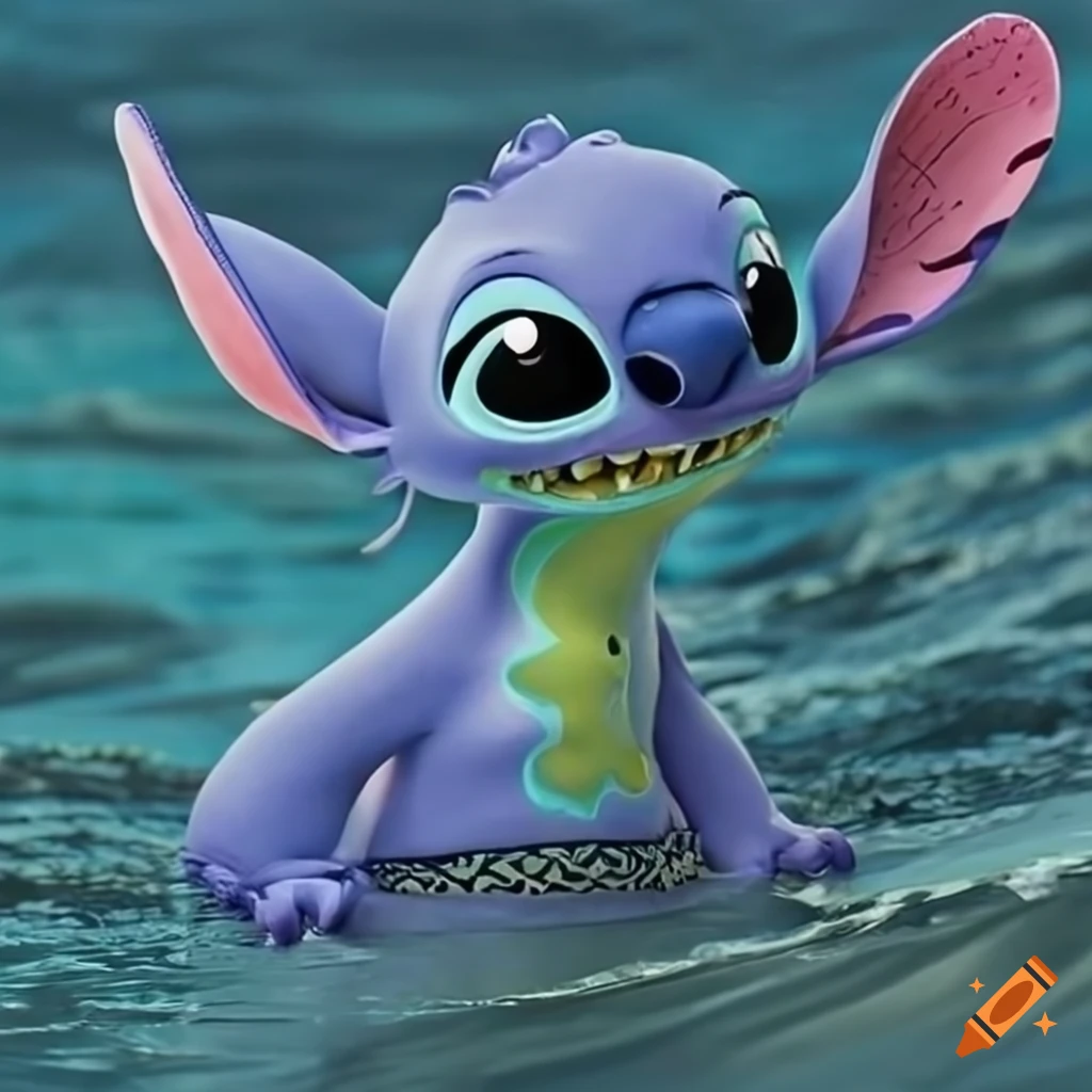 Image of stitch swimming on Craiyon
