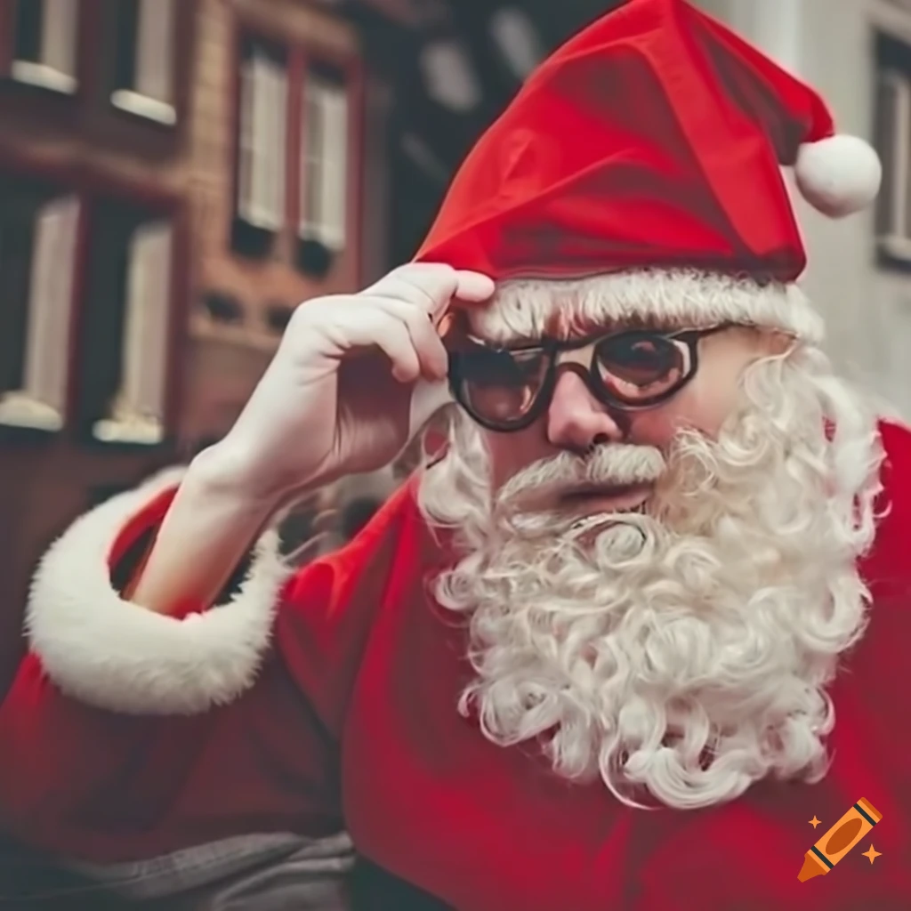 Innovative santa claus with spy glasses in bruges