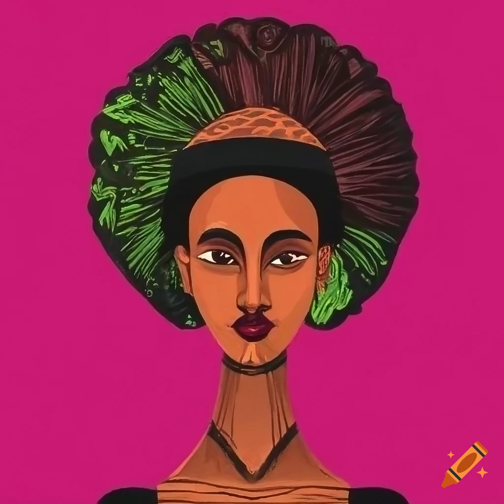 Cubism painting of a woman with brown skin