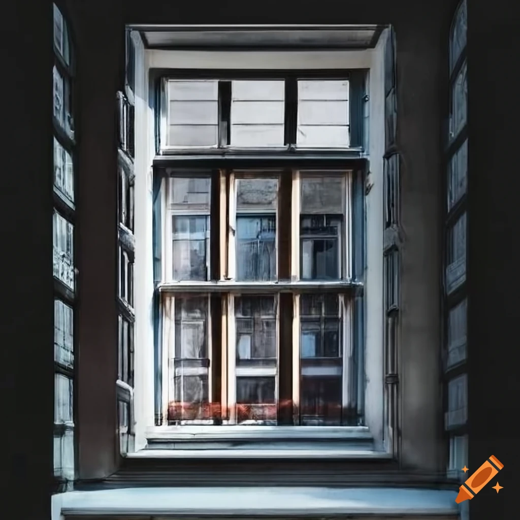 Front view of a grey haussmannien window