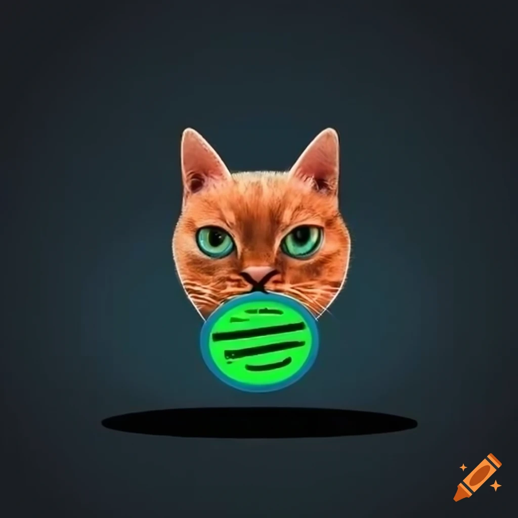 Cat holding a spotify logo