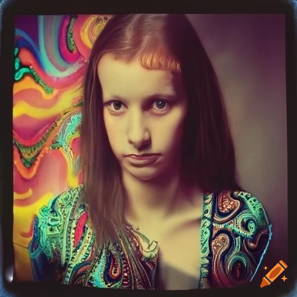 Vintage polaroid portrait of a 70's art student on Craiyon