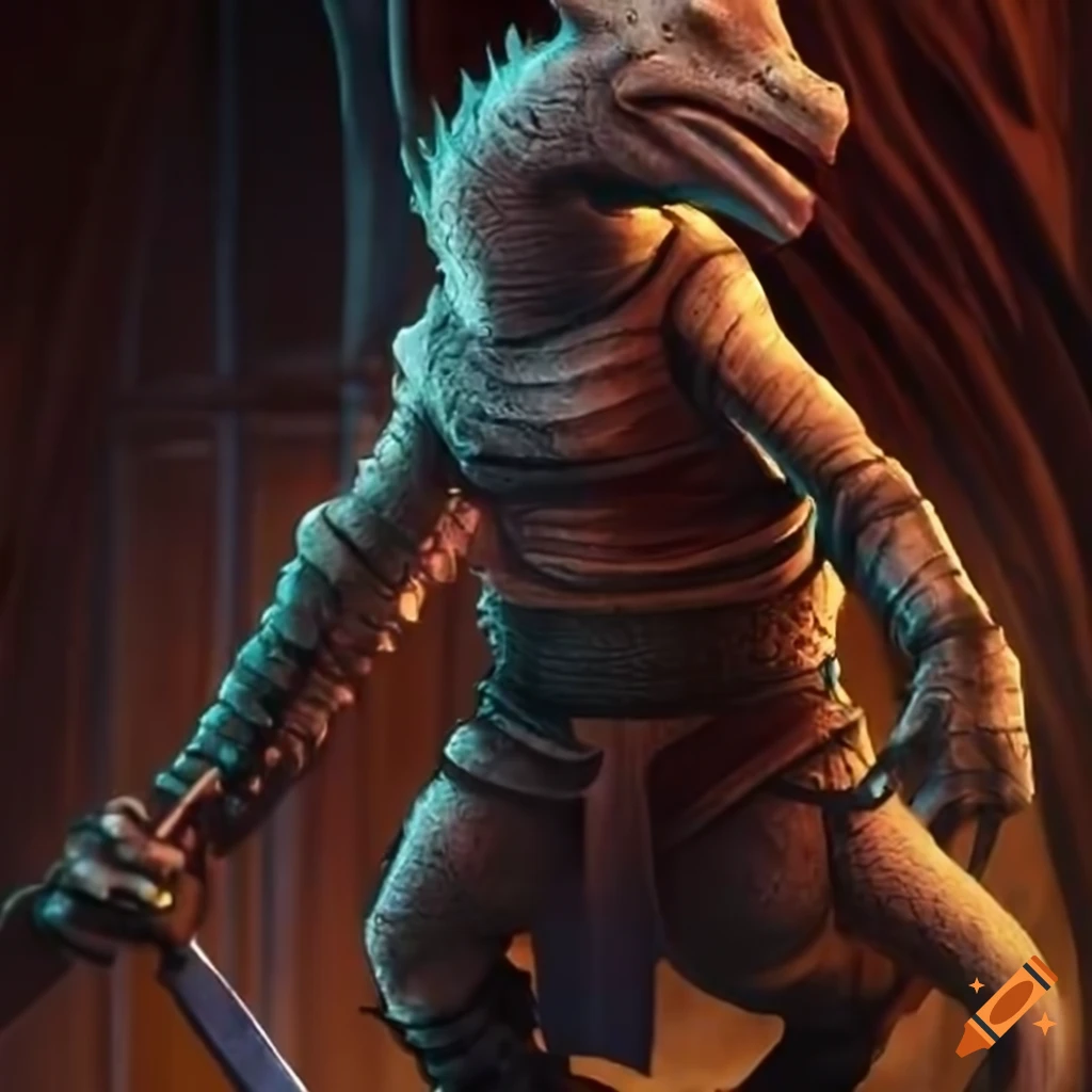 Illustration of a kobold warrior with a giant sword