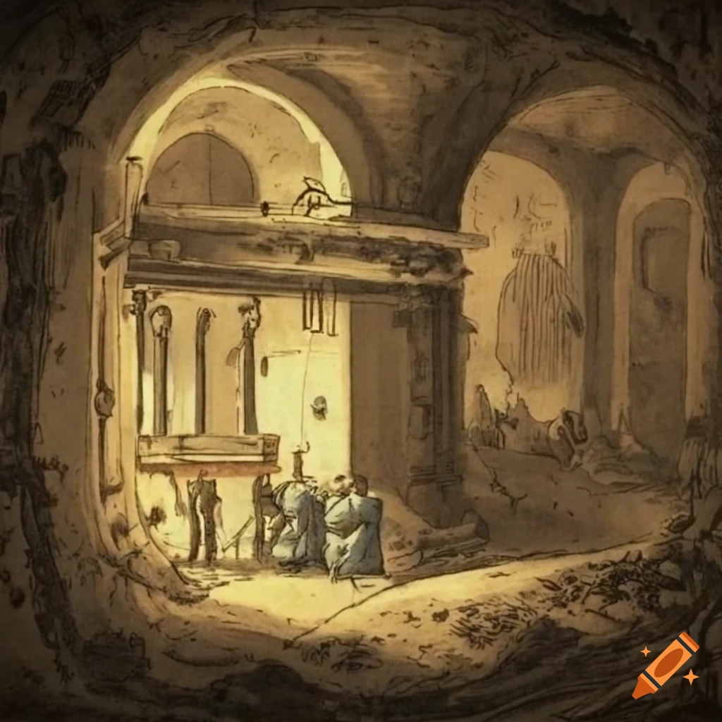 Map of joseph curwen's underground laboratory on Craiyon