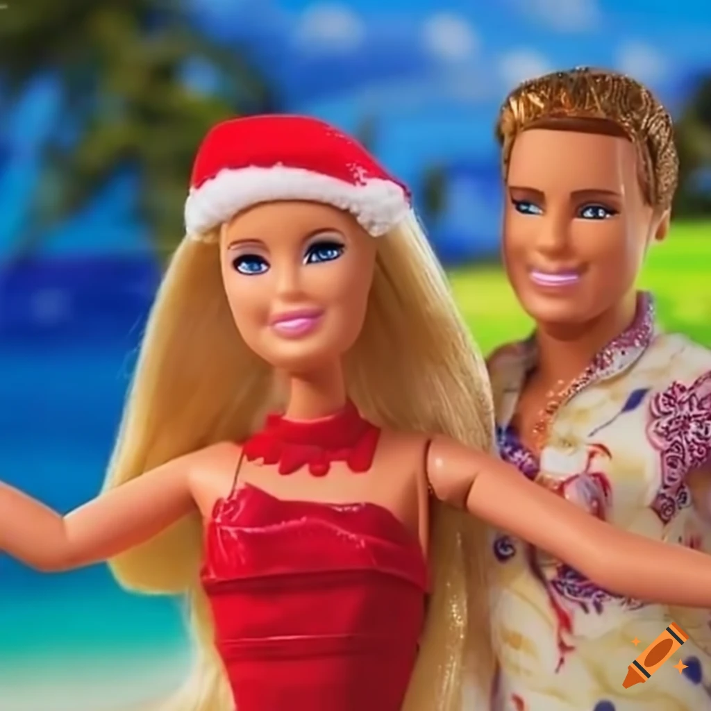 Barbie and Ken enjoying Christmas on a beach in Acapulco on Craiyon