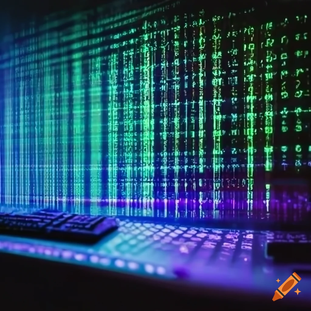 Computer developer working late at night on Craiyon