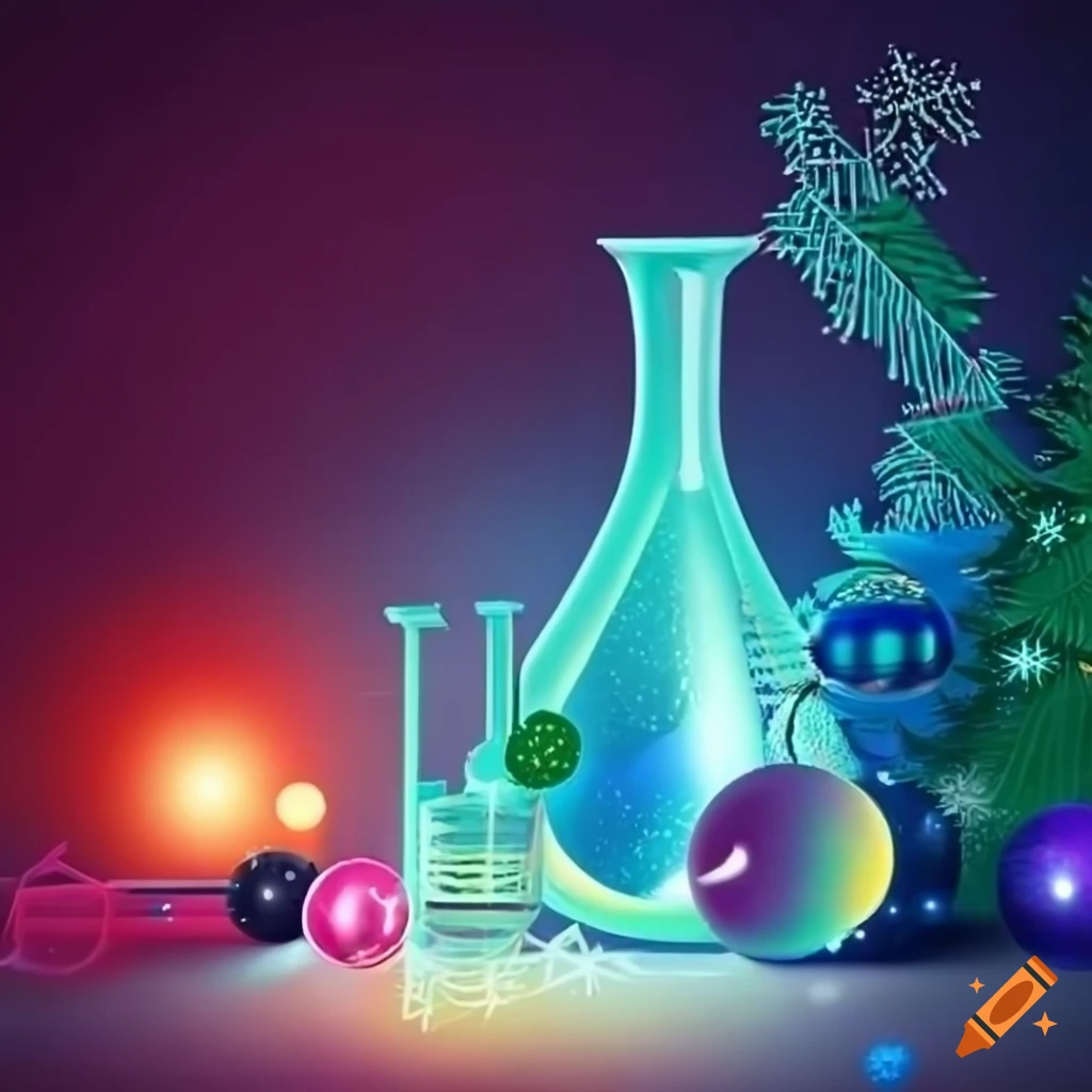 Christmas background with a scientific theme