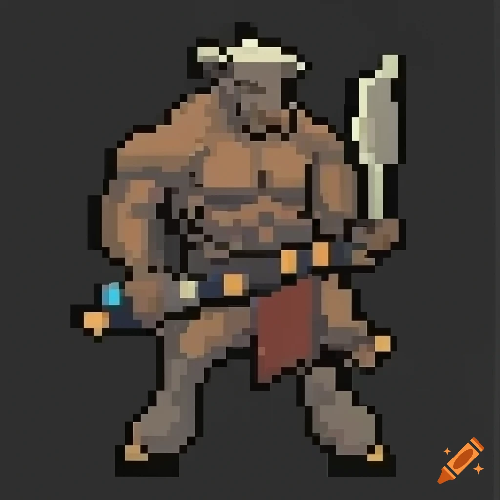 Pixel art of a menacing minotaur on Craiyon