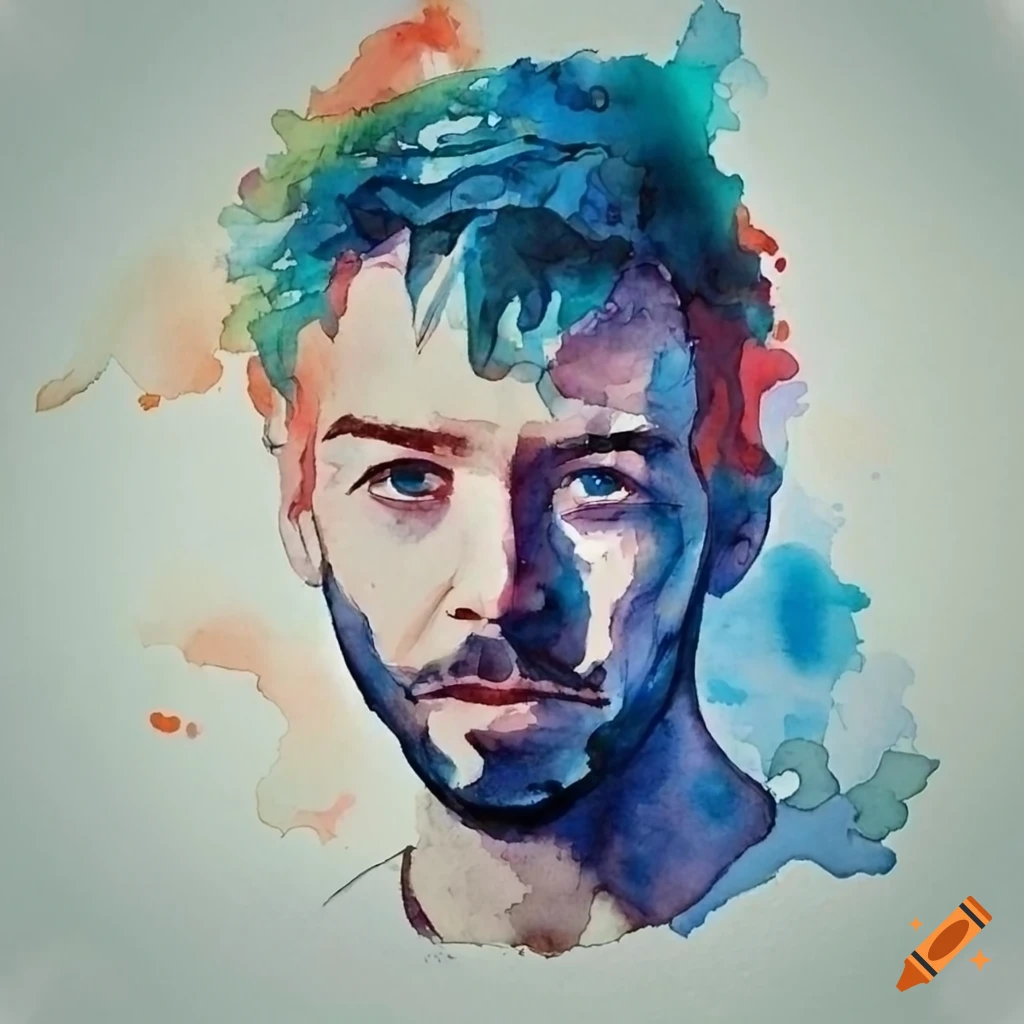 Watercolor portrait of a man on Craiyon