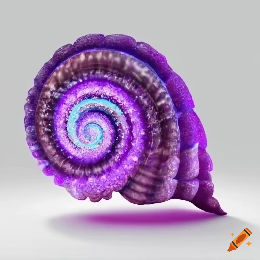 Purple cartoon seashell on white background