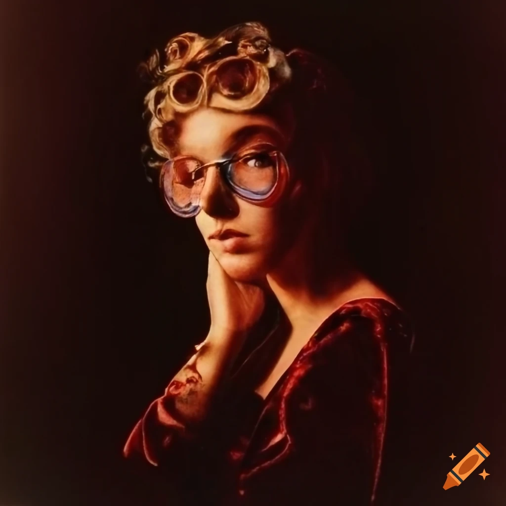 Close-up polaroid portrait of a 70's art student on Craiyon